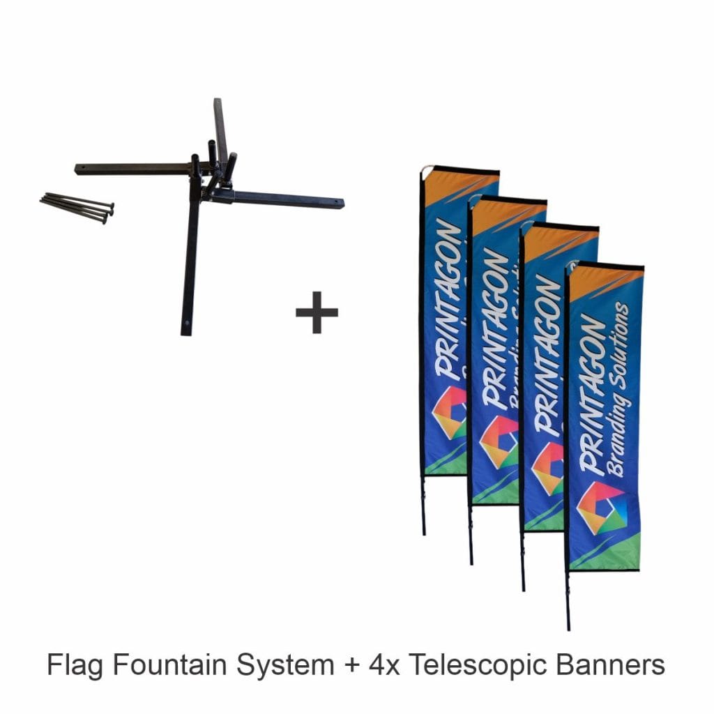 Cluster Flag Fountain | 4 Flags - Printagon Branding Solutions
